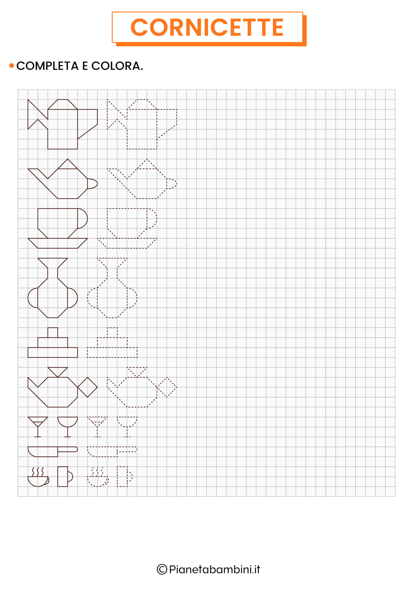 23 Pagine di Cornicette a Quadretti da Stampare e Completare ...