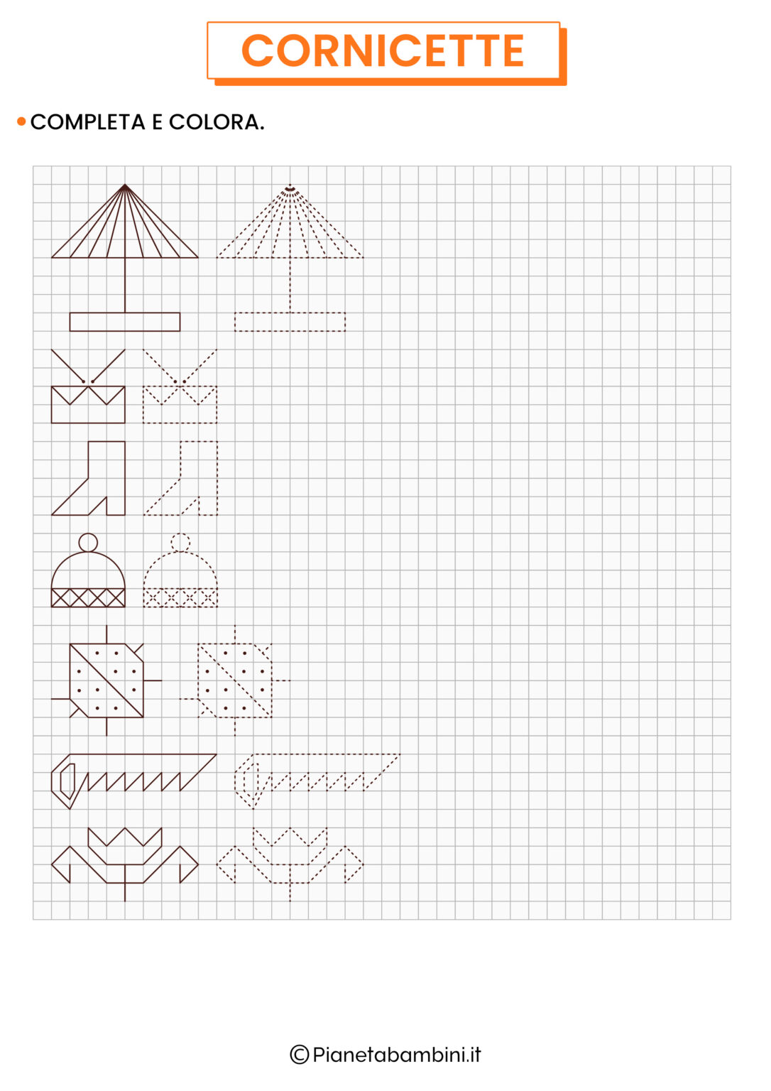 23 Pagine di Cornicette a Quadretti da Stampare e Completare ...
