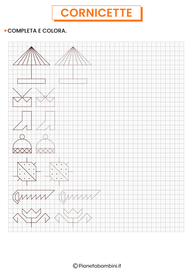 23 Pagine di Cornicette a Quadretti da Stampare e Completare ...