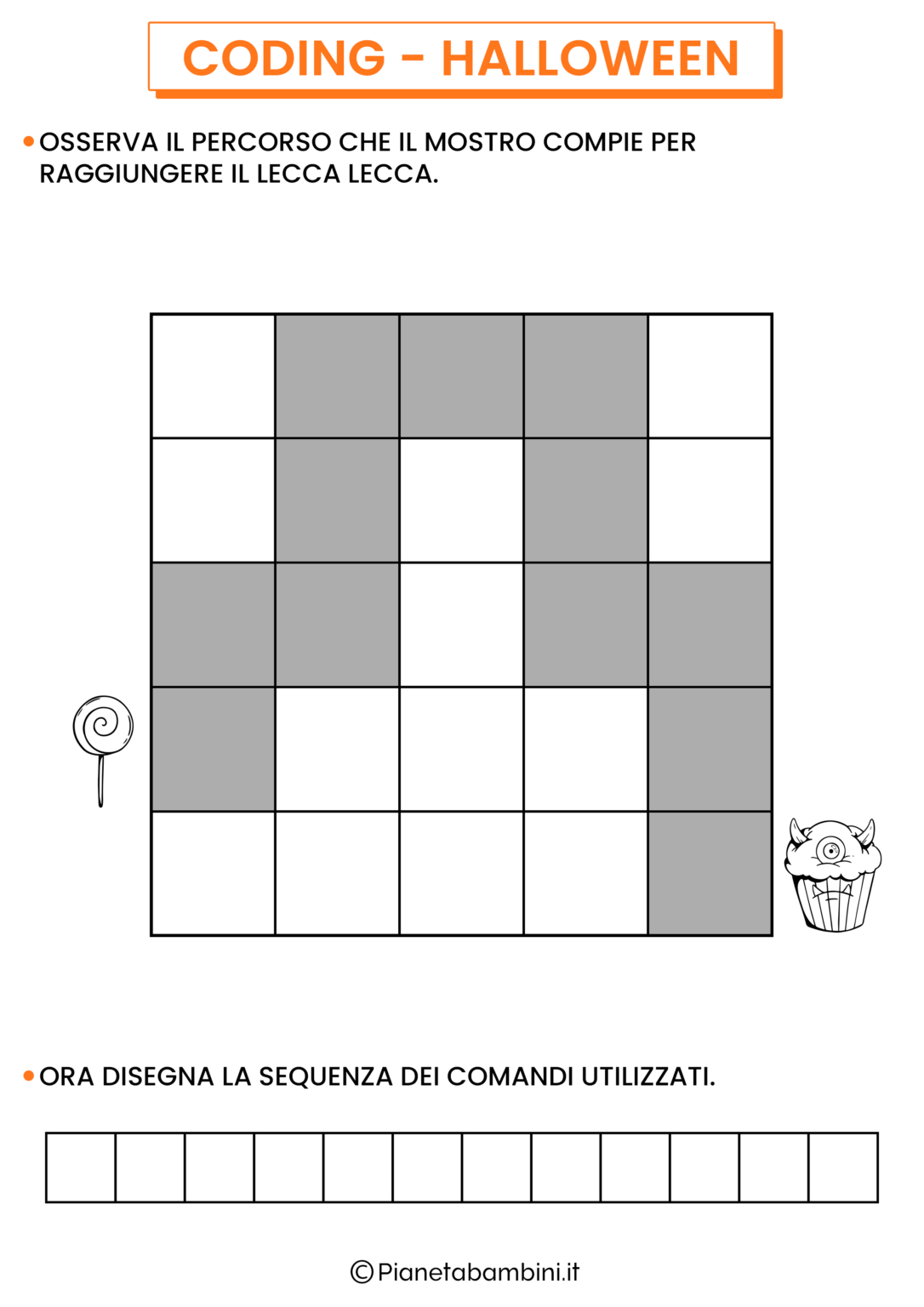 Schede di Coding su Halloween | PianetaBambini.it