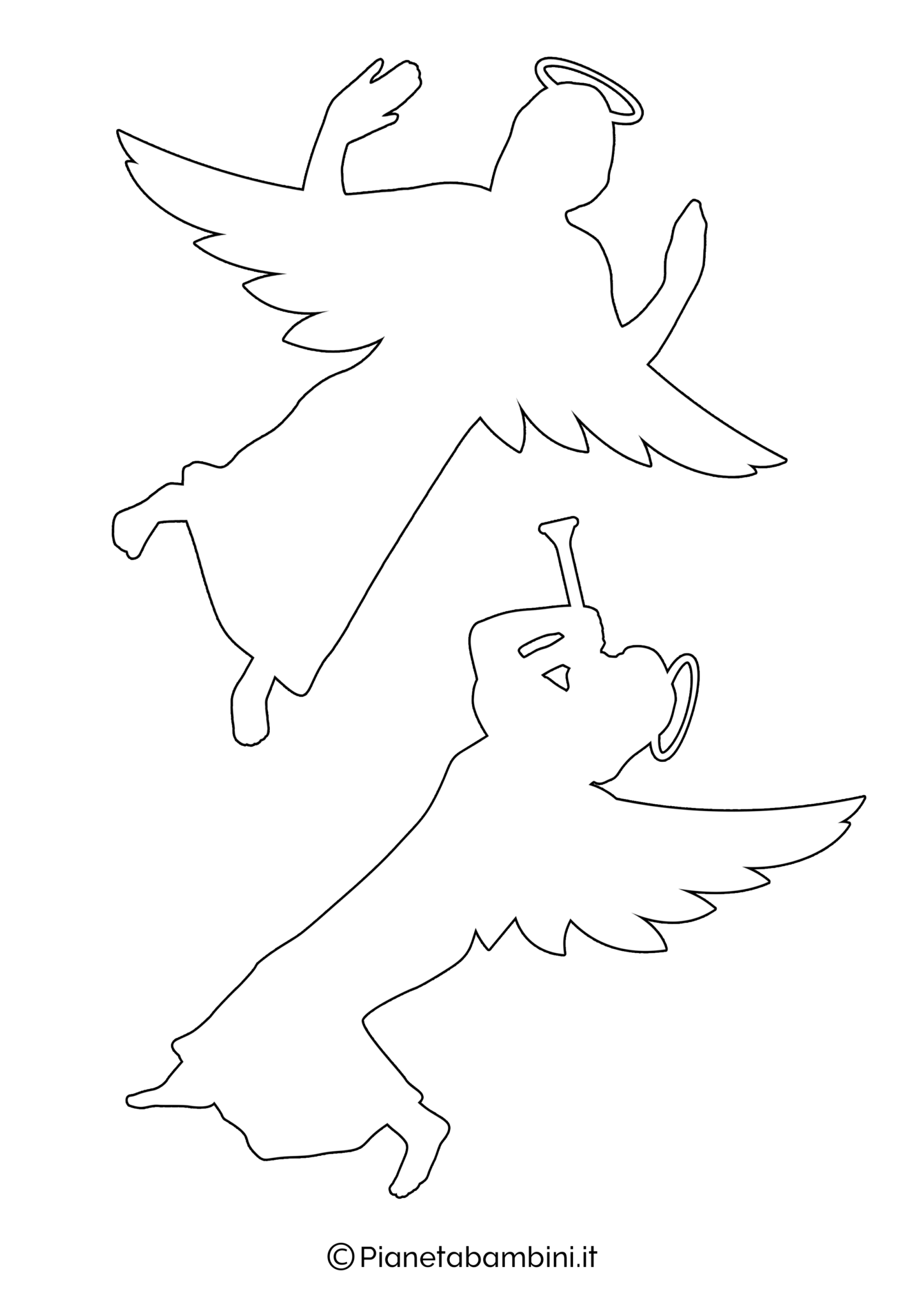 Angeli Ritagliare Sagome Stampare Pianetabambini Angelo Sagoma Sketch ...