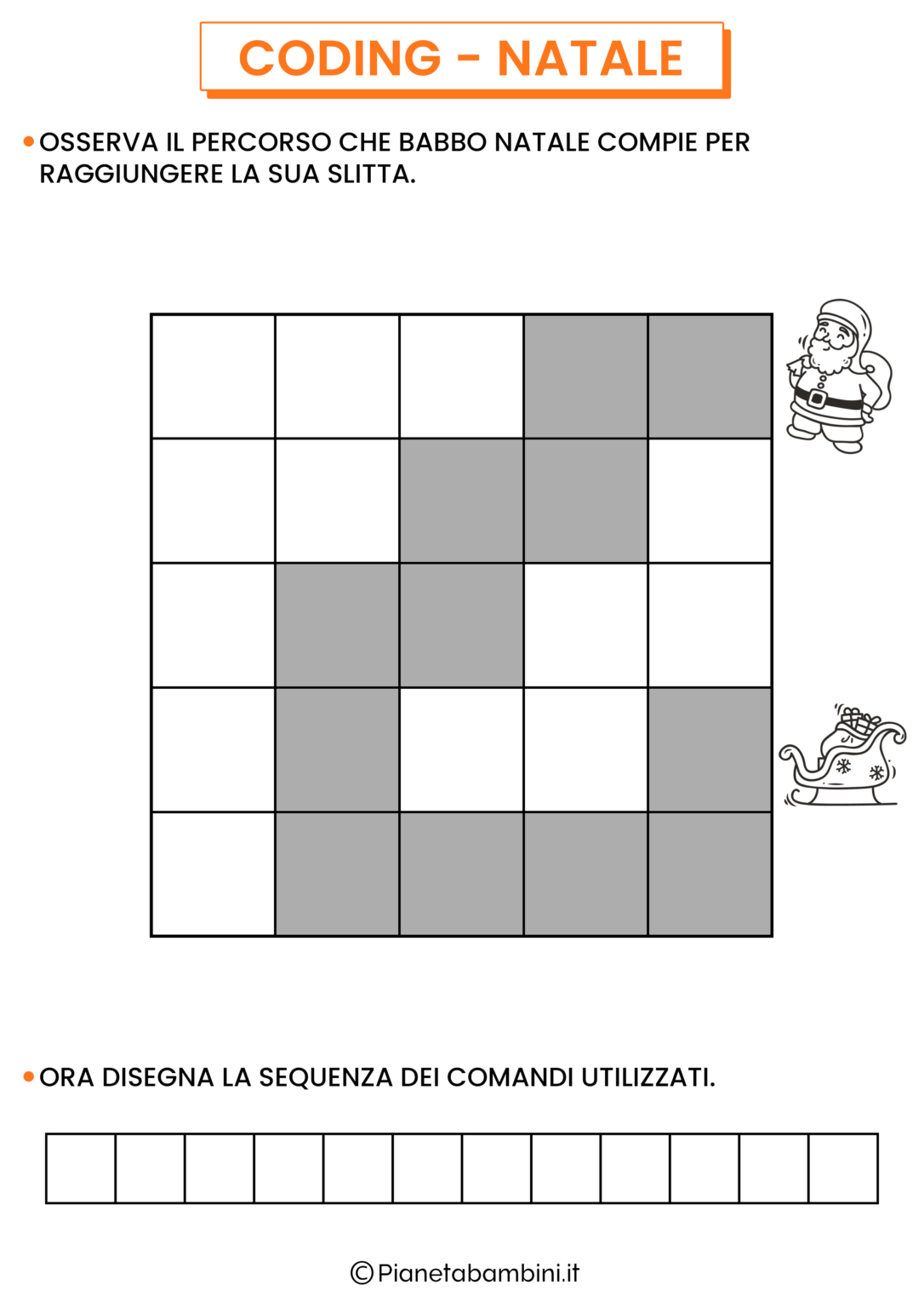 Schede di Coding sul Natale | PianetaBambini.it