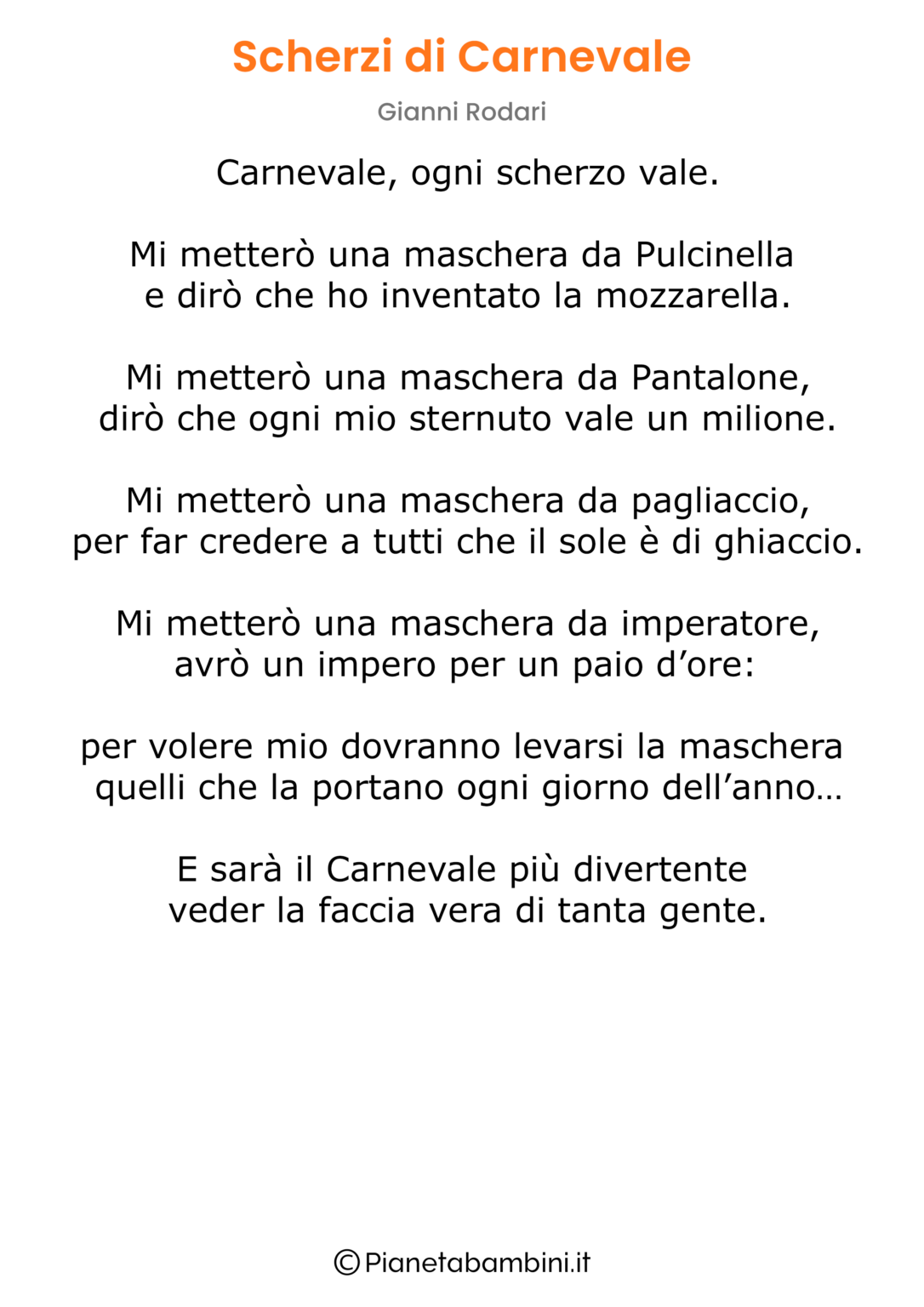 Poesie di Carnevale di Gianni Rodari | PianetaBambini.it