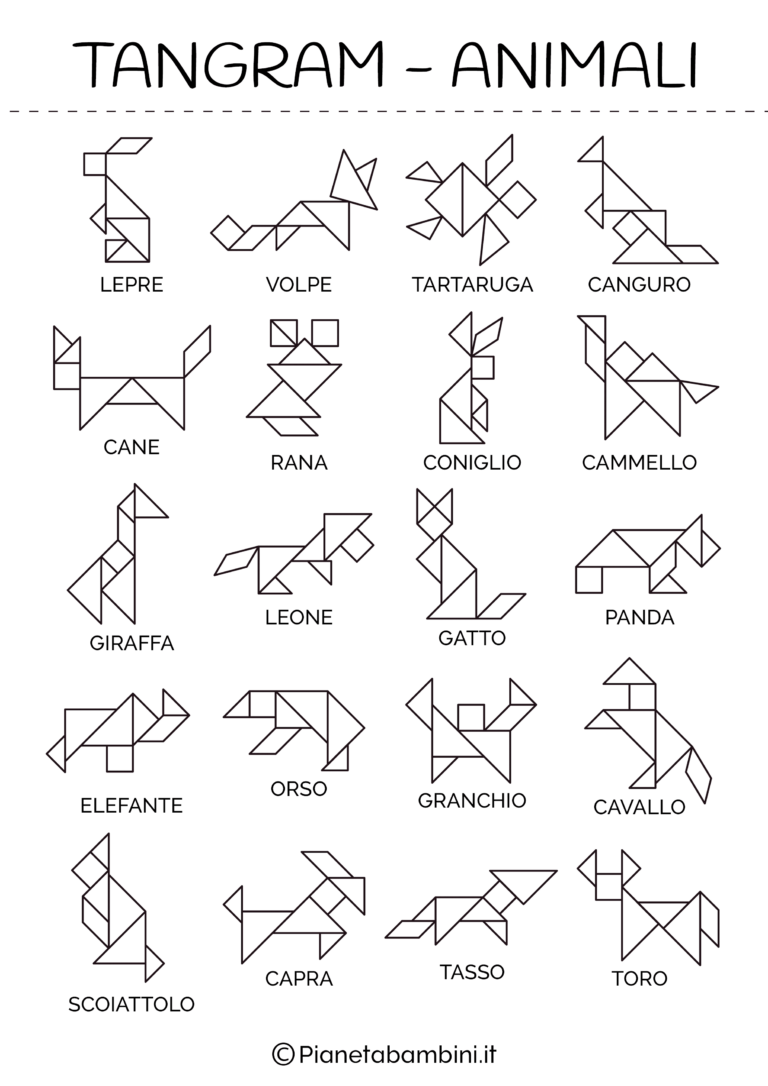 Tangram: 40 Figure di Animali da Stampare | PianetaBambini.it