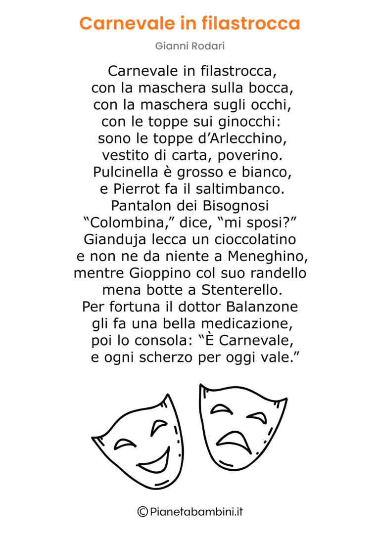 30 Filastrocche di Carnevale Brevi e in Rima | PianetaBambini.it
