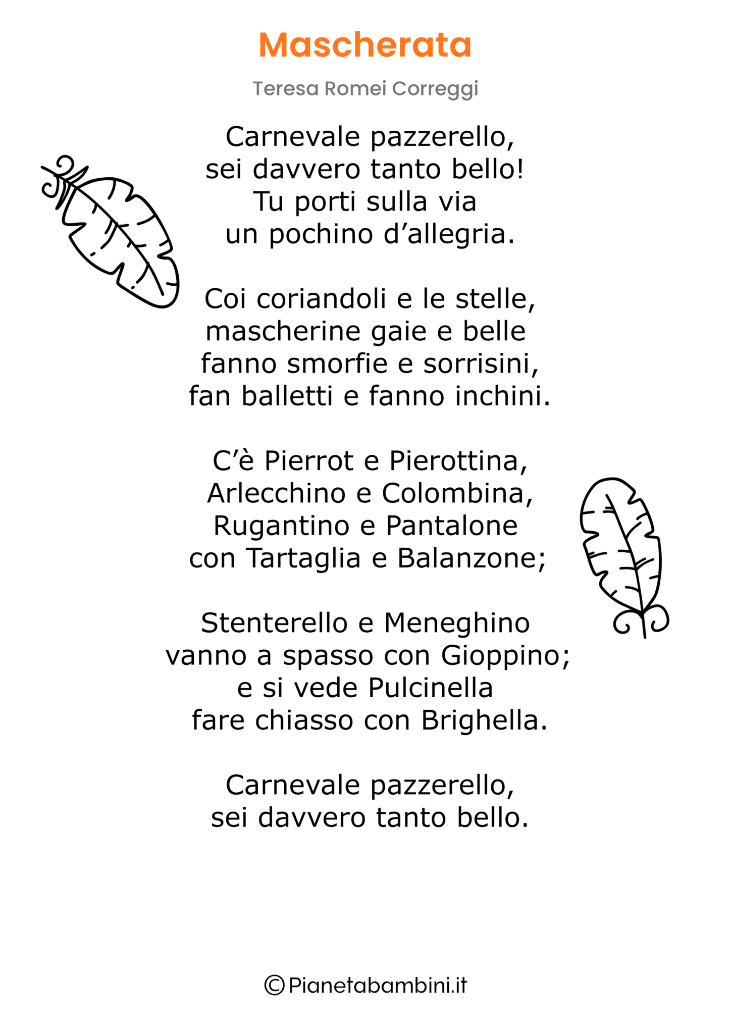 30 Filastrocche di Carnevale Brevi e in Rima | PianetaBambini.it