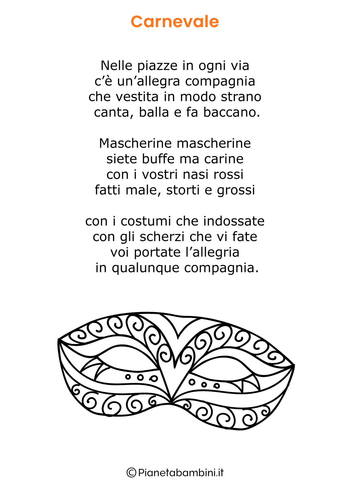 30 Filastrocche di Carnevale Brevi e in Rima | PianetaBambini.it