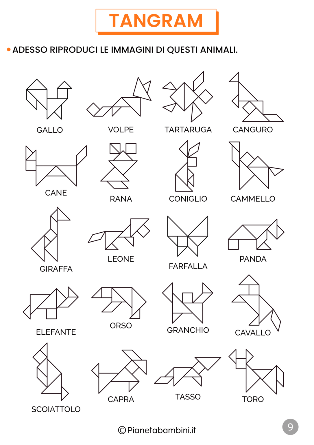 Tangram: Schede Didattiche da Stampare | PianetaBambini.it