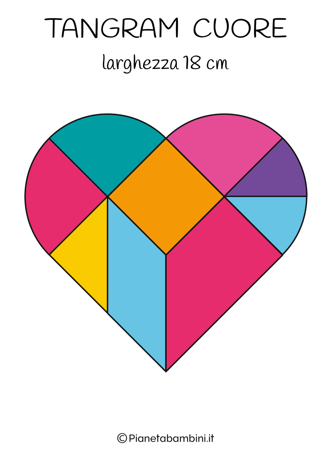 Tangram Cuore da Stampare in PDF | PianetaBambini.it