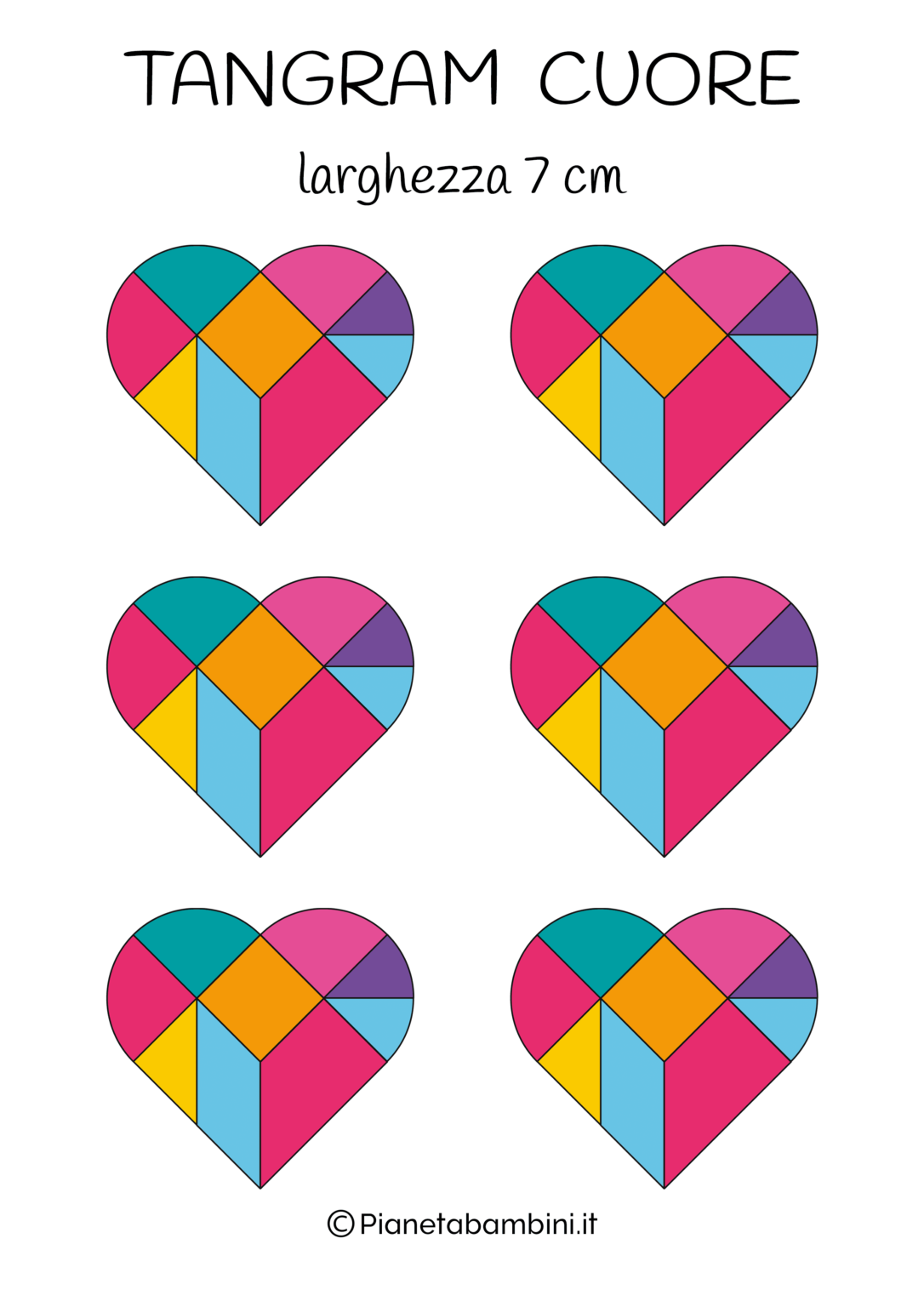 Tangram Cuore da Stampare in PDF | PianetaBambini.it