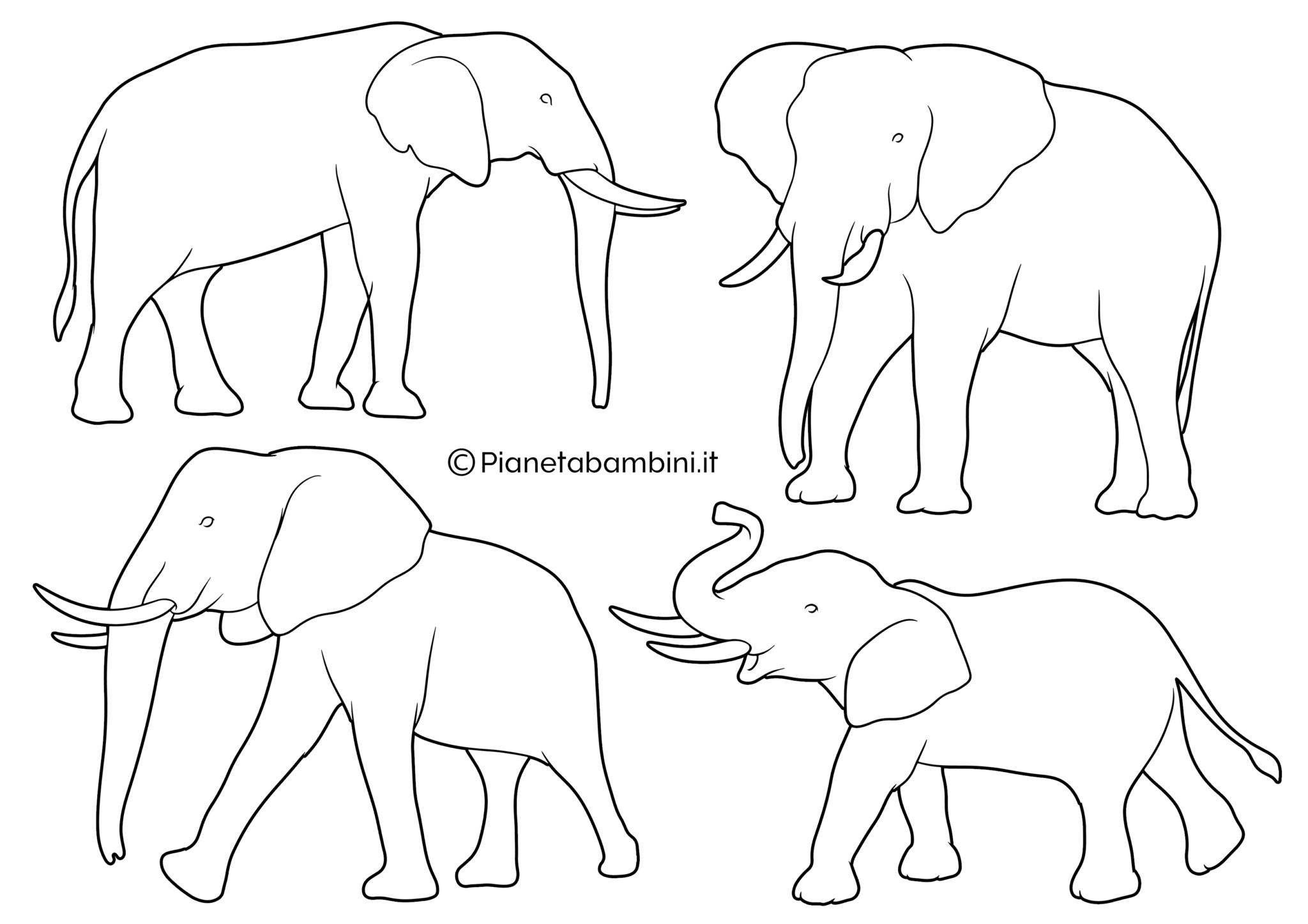 Sagome di Elefanti da Stampare e Ritagliare | PianetaBambini.it