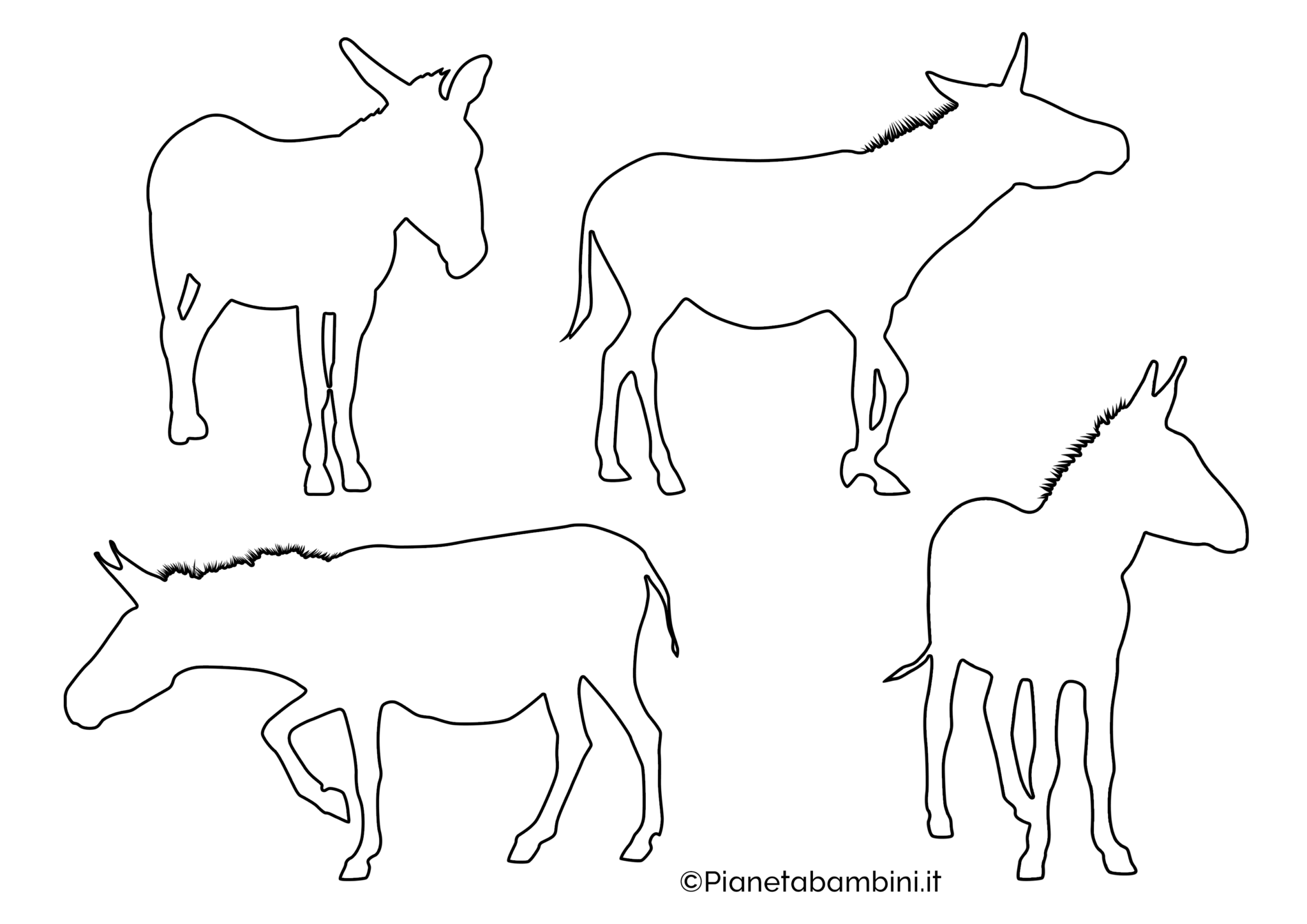 Sagome di Asini da Stampare e Ritagliare | PianetaBambini.it
