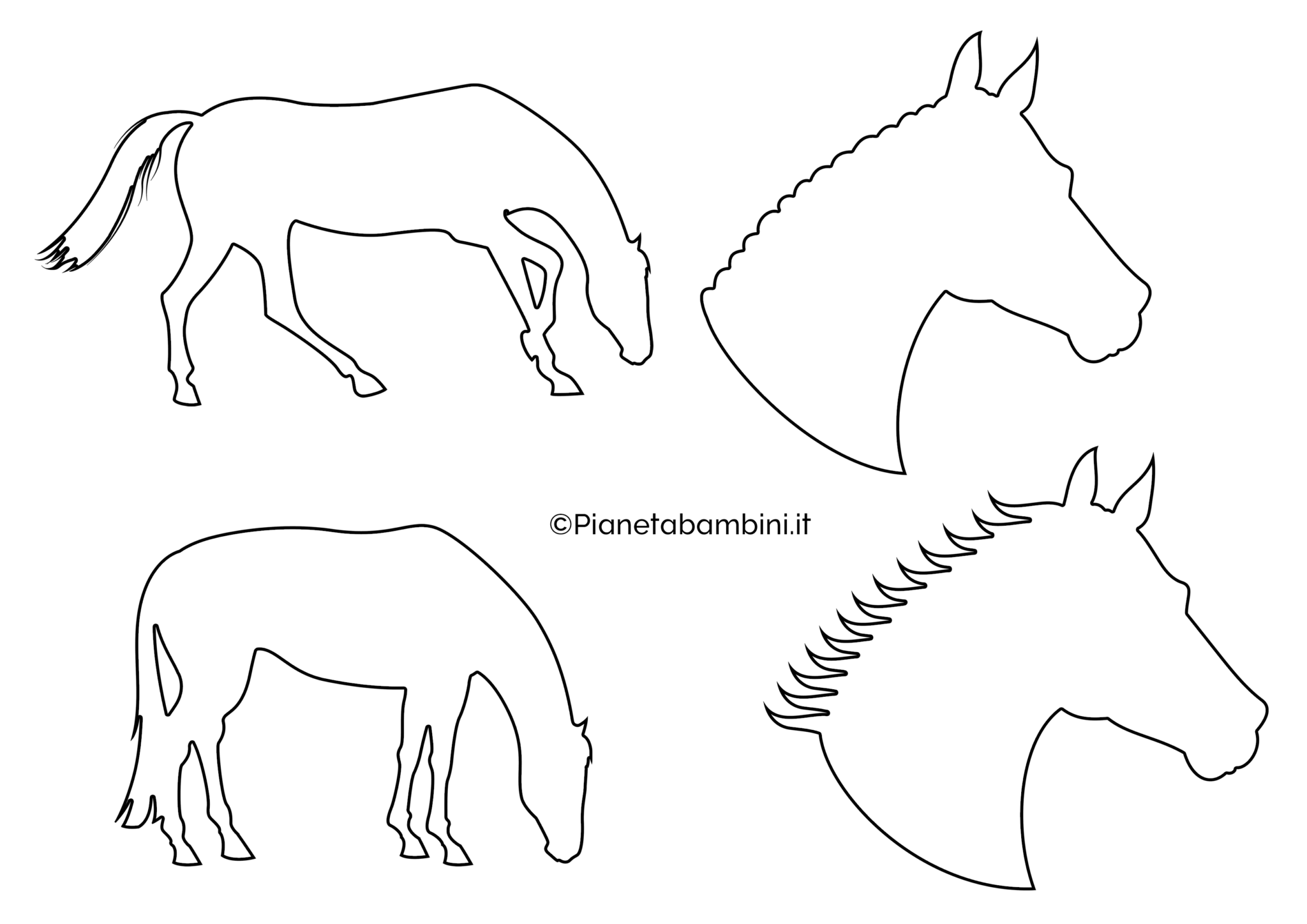 Sagome di Cavalli da Stampare e Ritagliare | PianetaBambini.it
