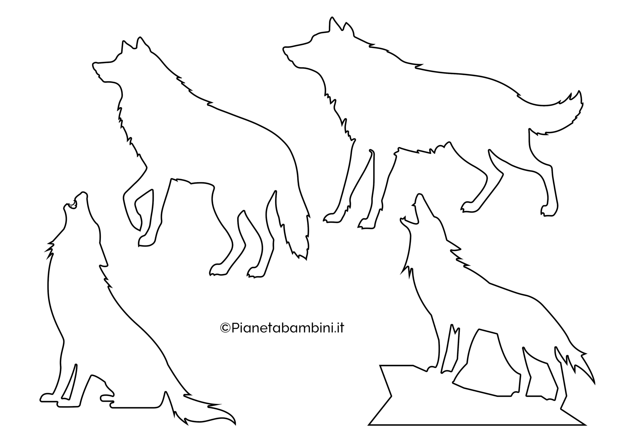 Sagome di Lupi da Stampare e Ritagliare | PianetaBambini.it