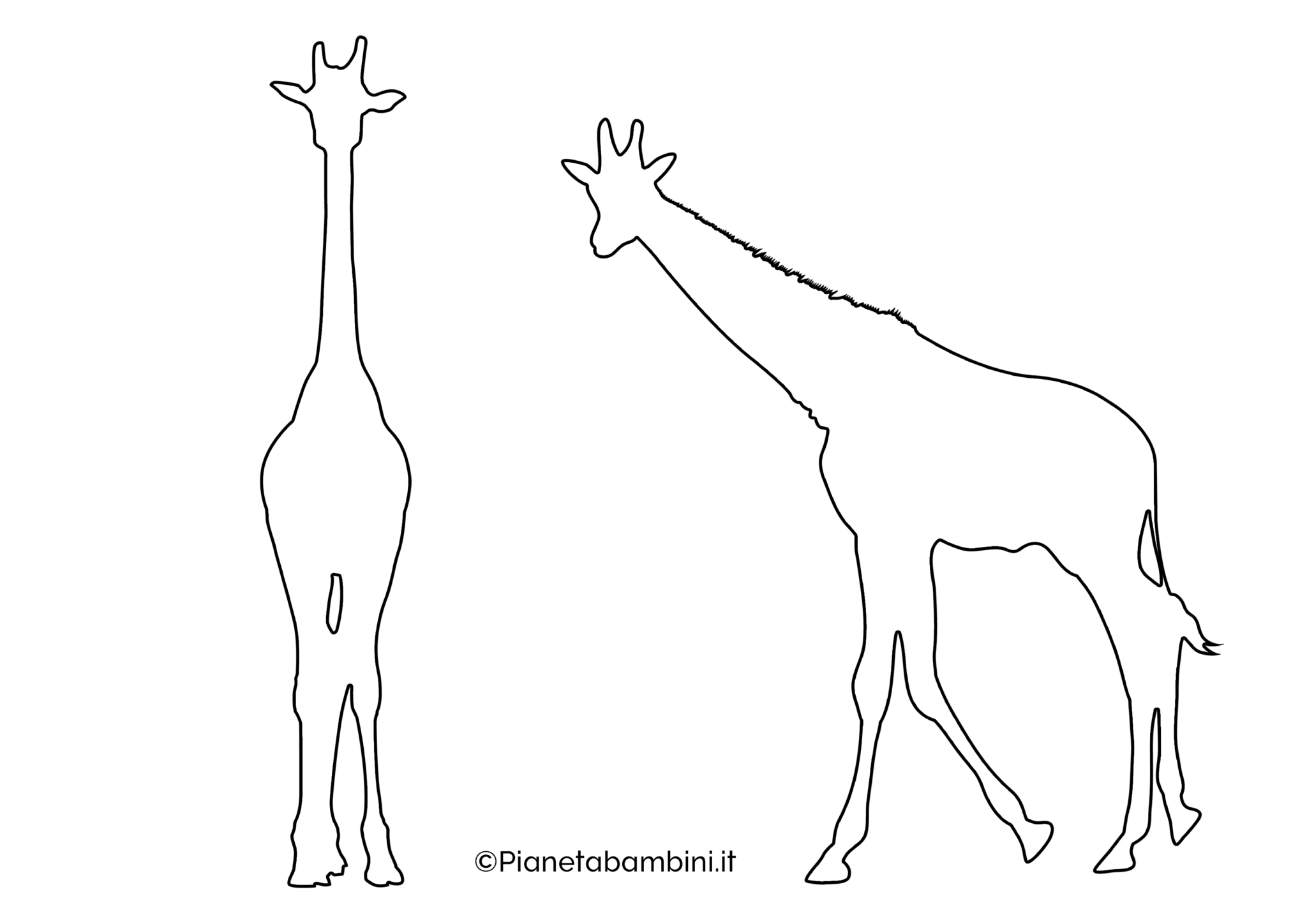 Sagome di Giraffe da Stampare e Ritagliare | PianetaBambini.it