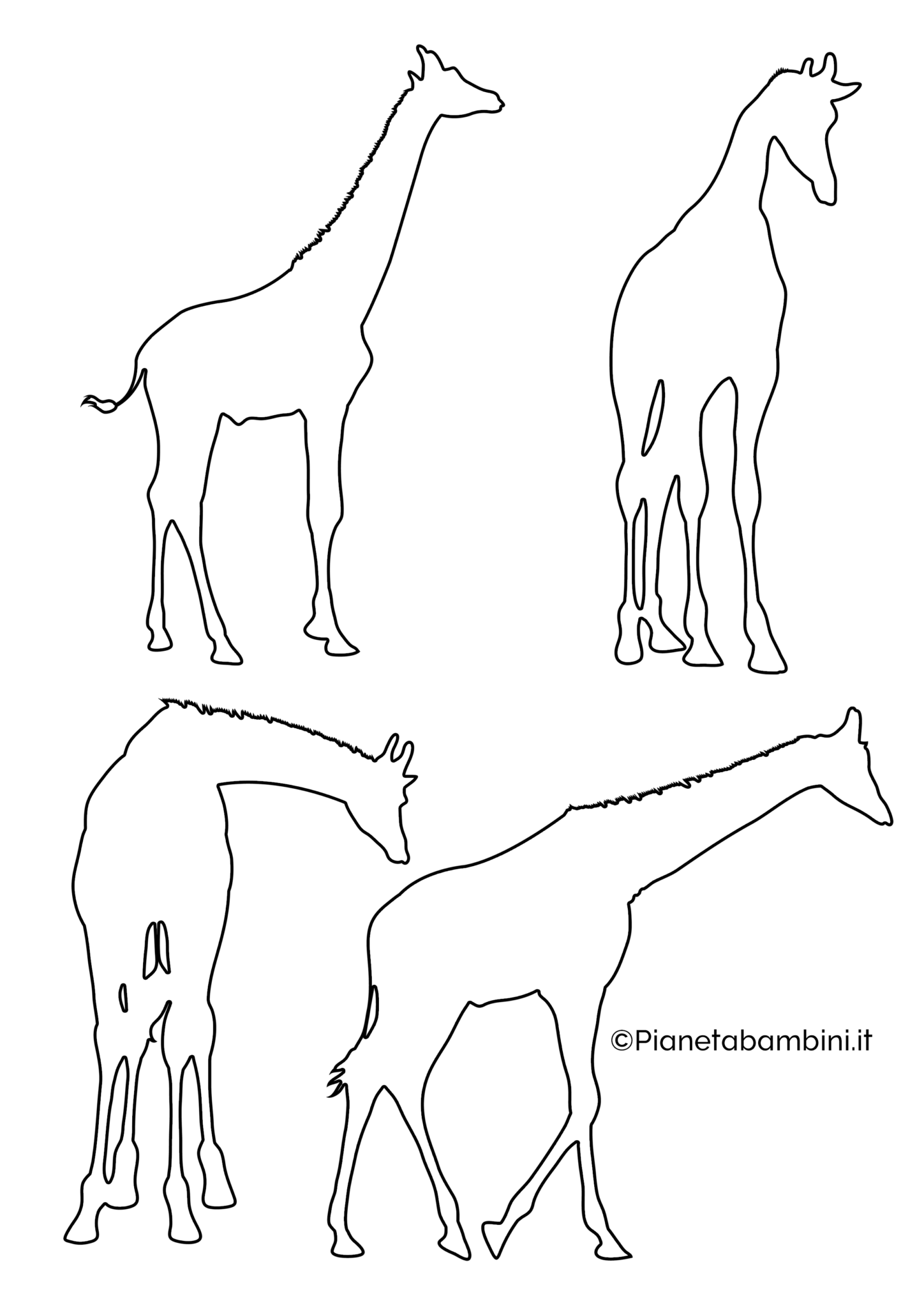 Sagome di Giraffe da Stampare e Ritagliare | PianetaBambini.it