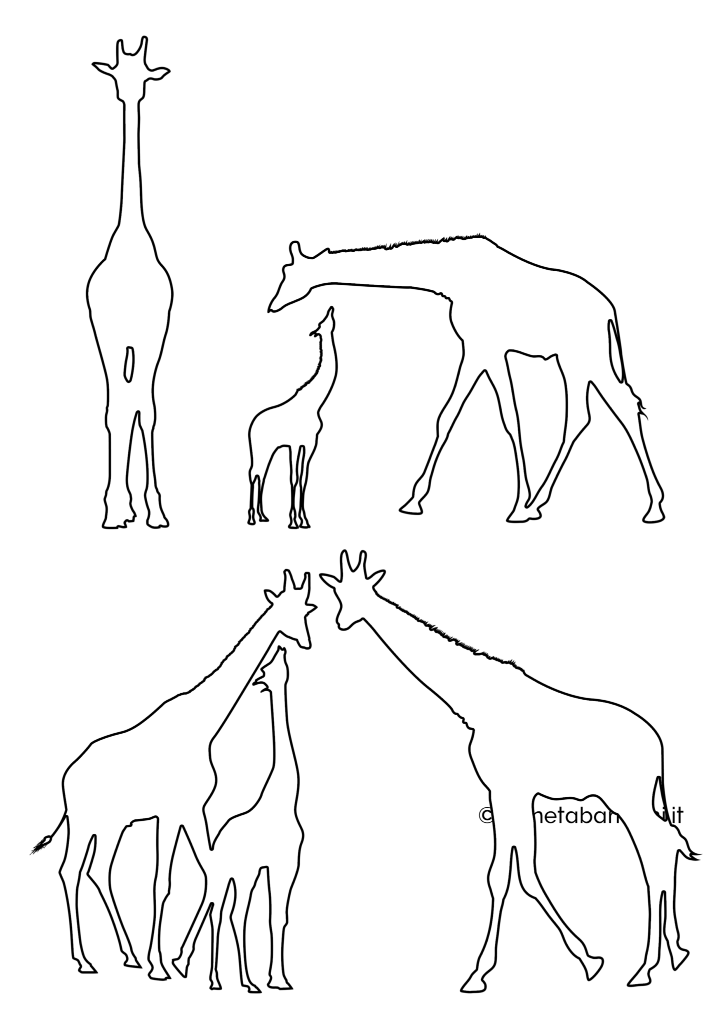 Sagome di Giraffe da Stampare e Ritagliare | PianetaBambini.it