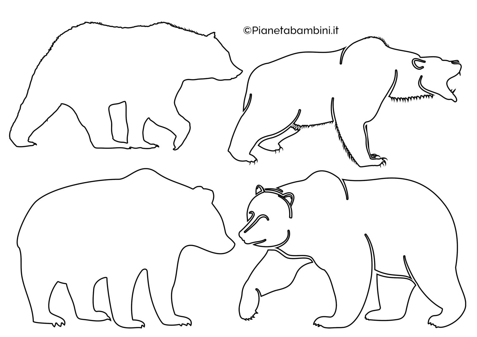Sagome di Orsi e Orsetti da Stampare e Ritagliare | PianetaBambini.it