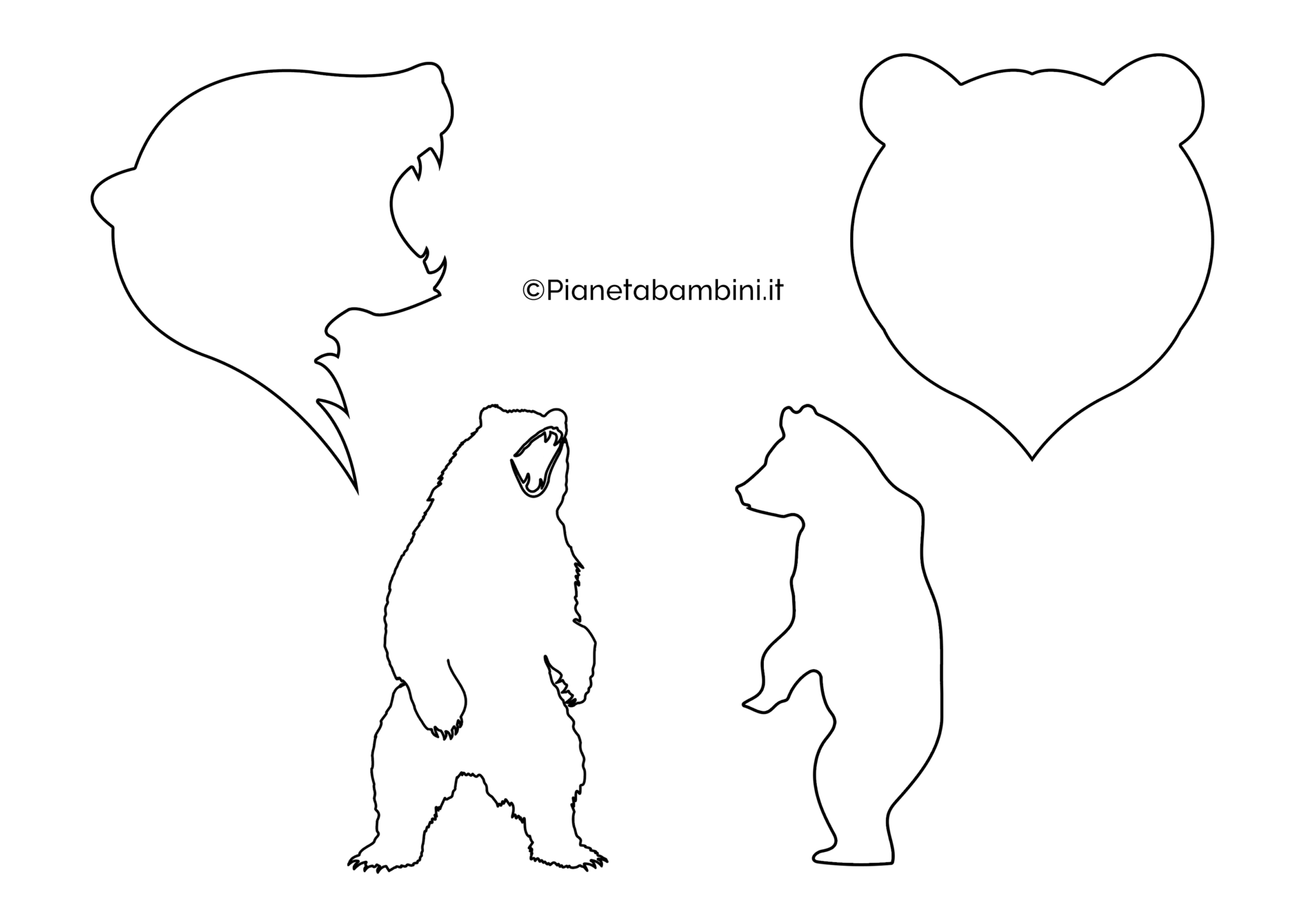 Sagome di Orsi e Orsetti da Stampare e Ritagliare | PianetaBambini.it
