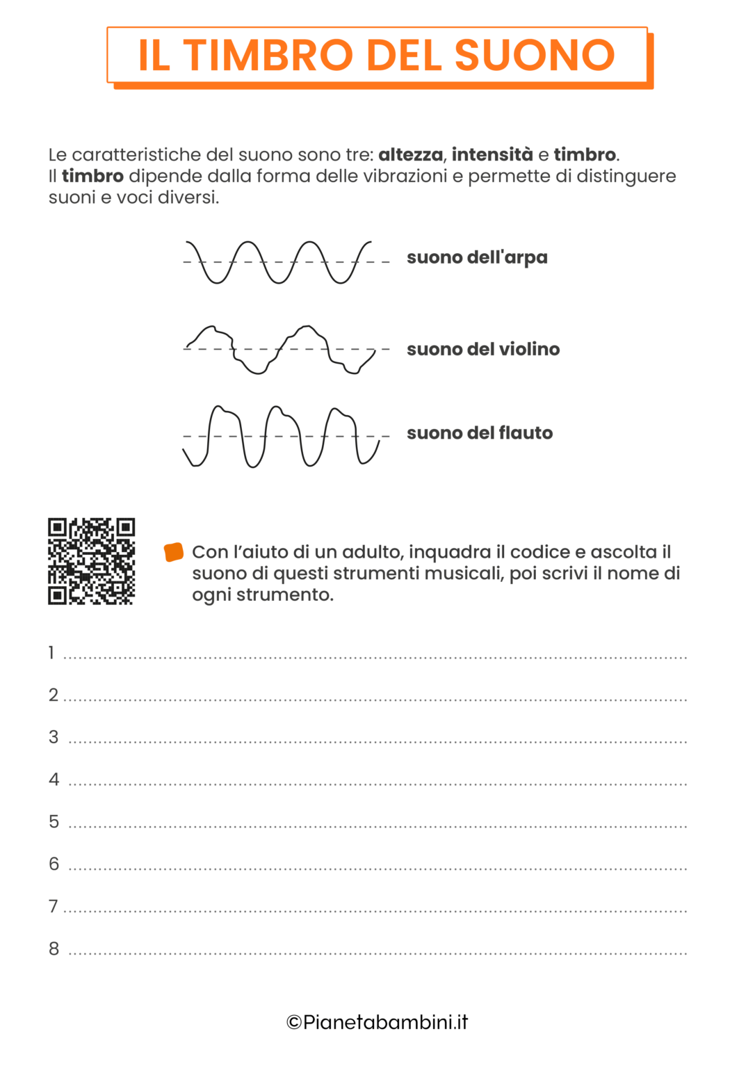 Il Timbro del Suono: Schede Didattiche per Bambini | PianetaBambini.it
