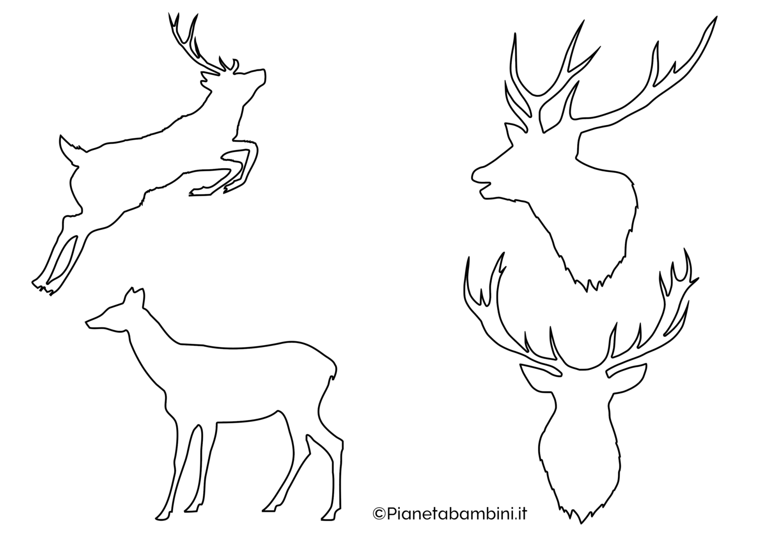 Sagome di Cervi da Stampare e Ritagliare | PianetaBambini.it