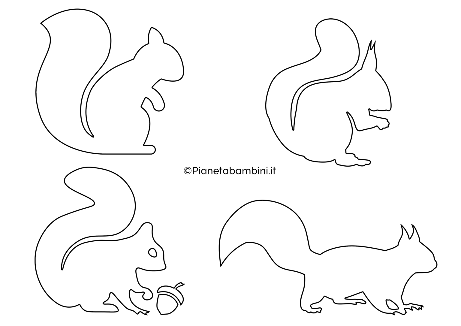 Sagome di Scoiattoli da Stampare e Ritagliare | PianetaBambini.it