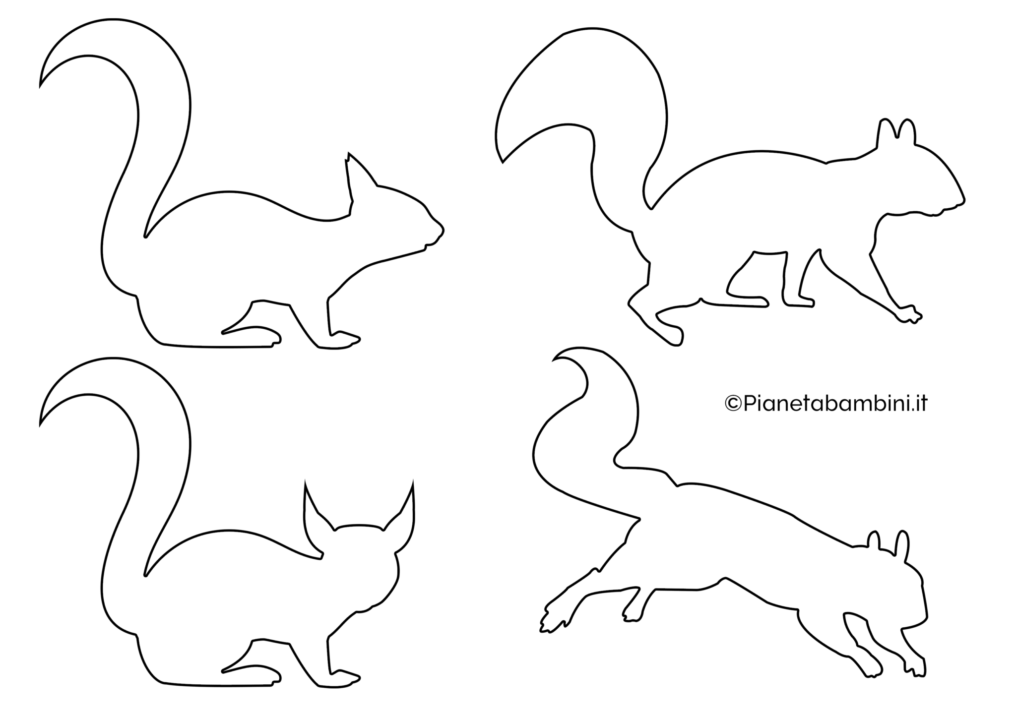 Sagome di Scoiattoli da Stampare e Ritagliare | PianetaBambini.it