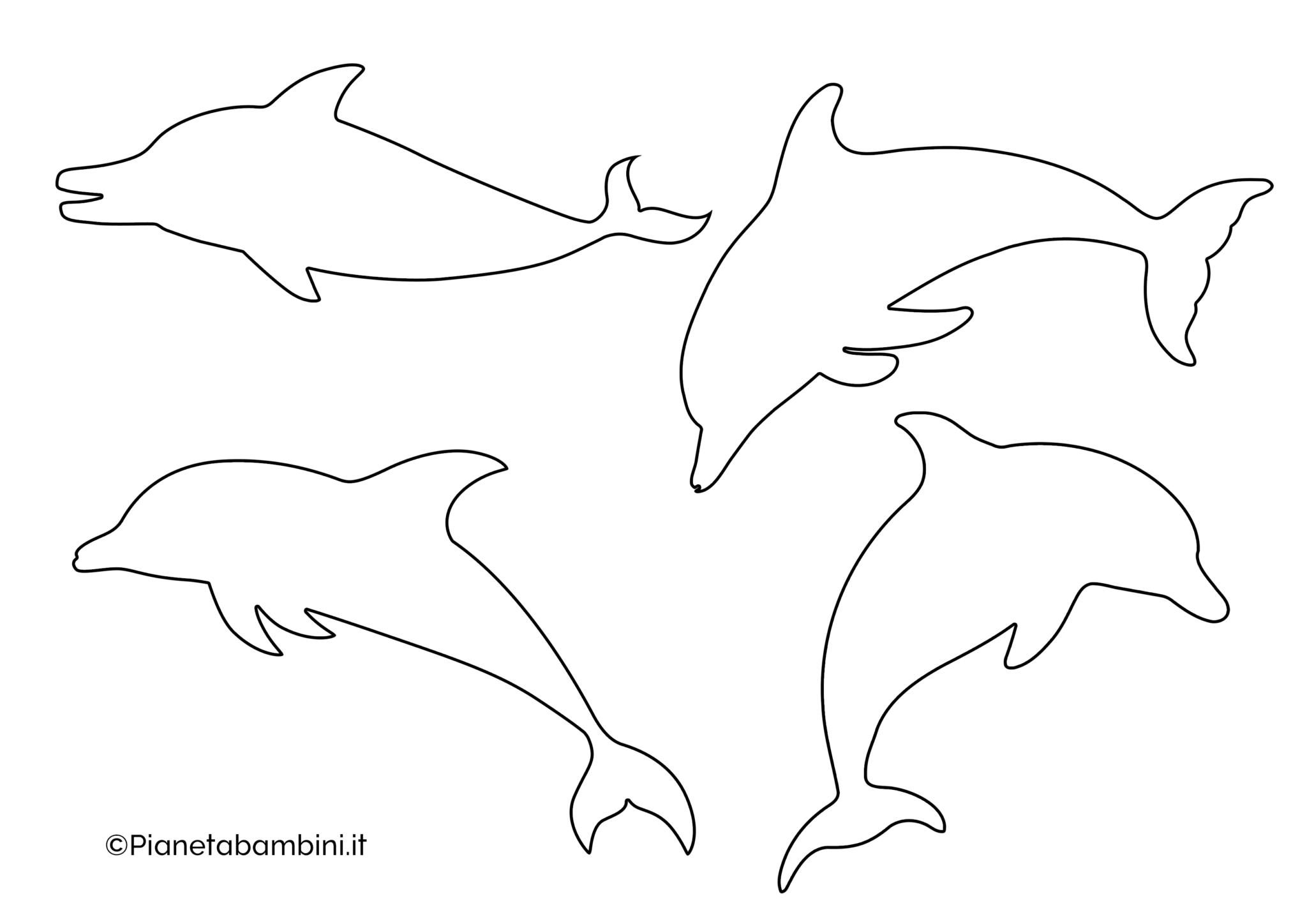 Sagome di Delfini da Stampare e Ritagliare | PianetaBambini.it