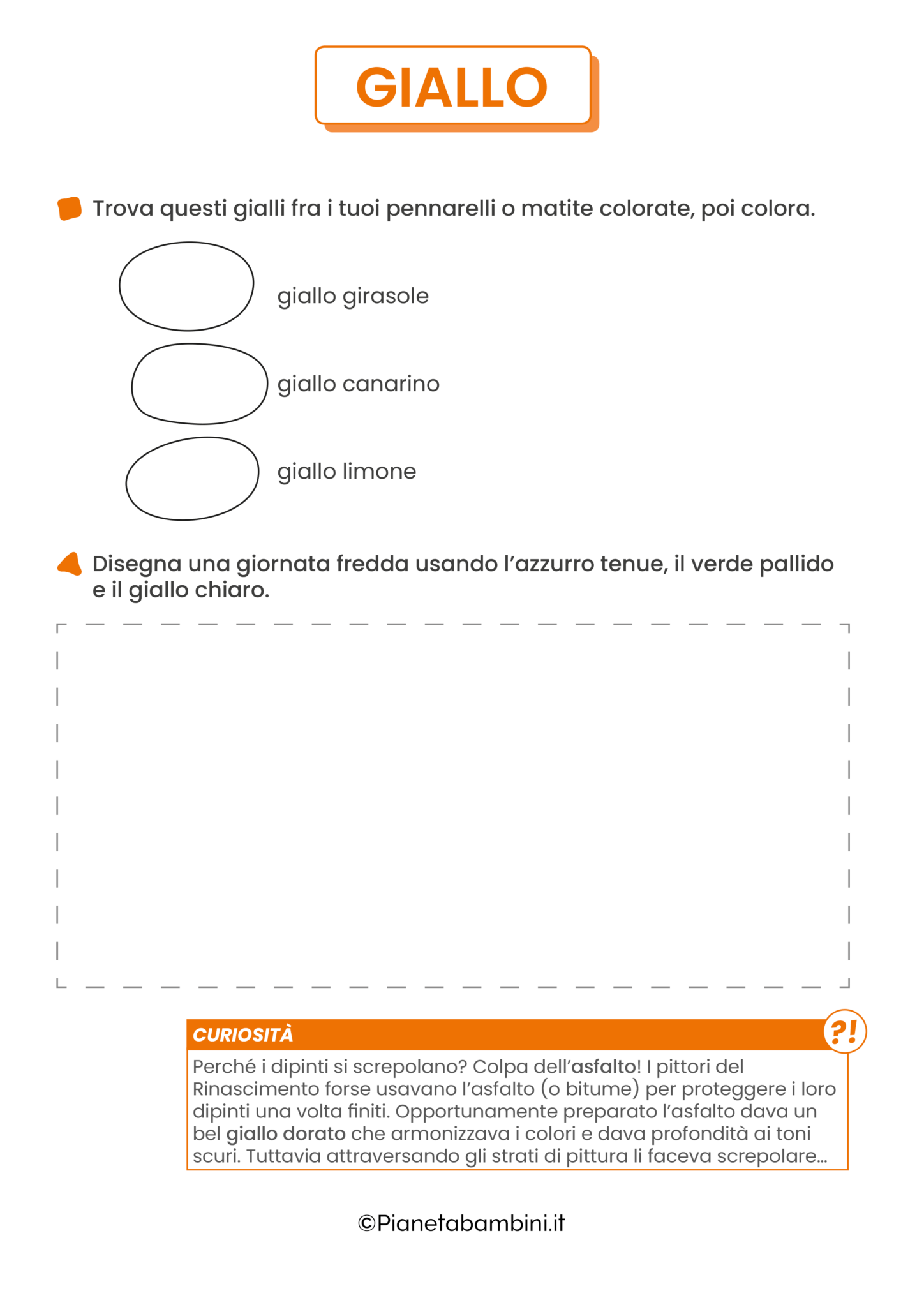 Schede Didattiche sul Colore Giallo | PianetaBambini.it