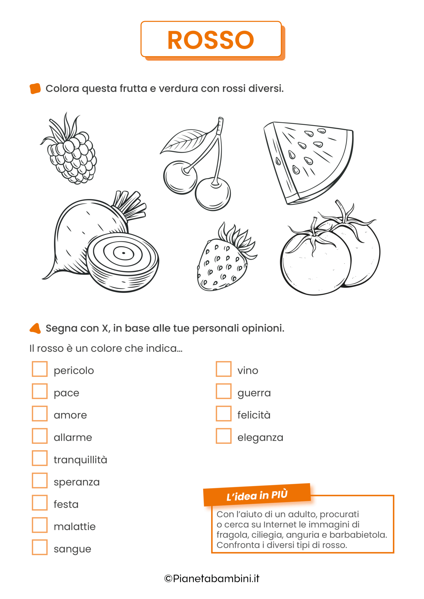 Schede Didattiche sul Colore Rosso | PianetaBambini.it
