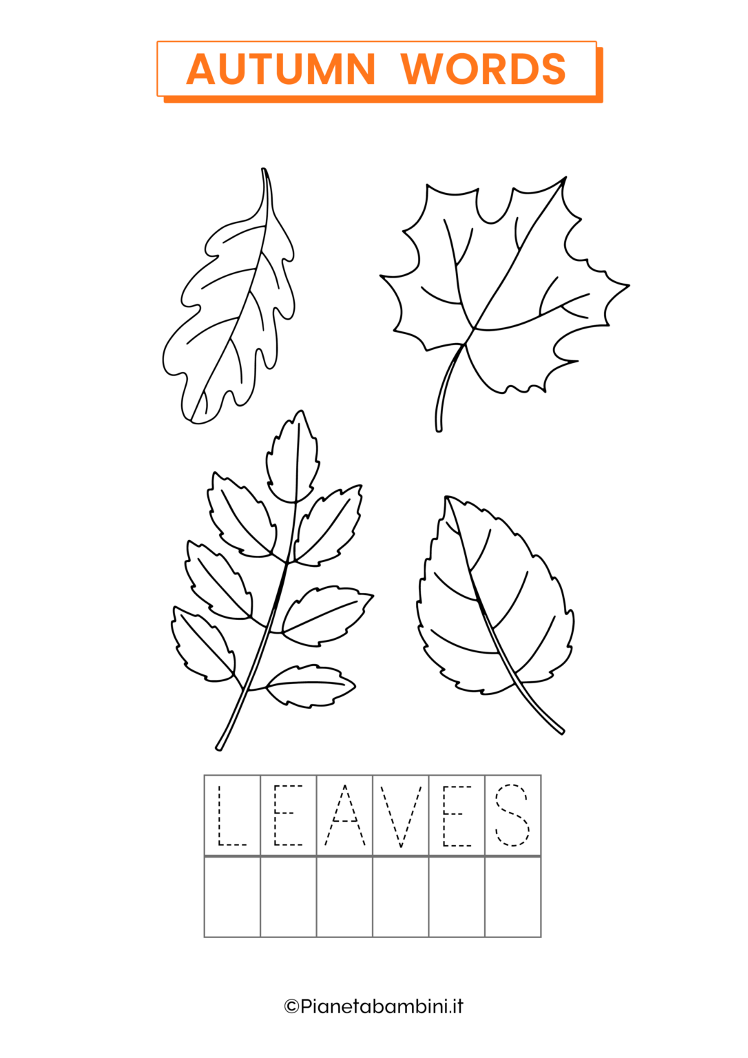 Schede sulle Parole dell'Autunno in Inglese (Autumn Words ...