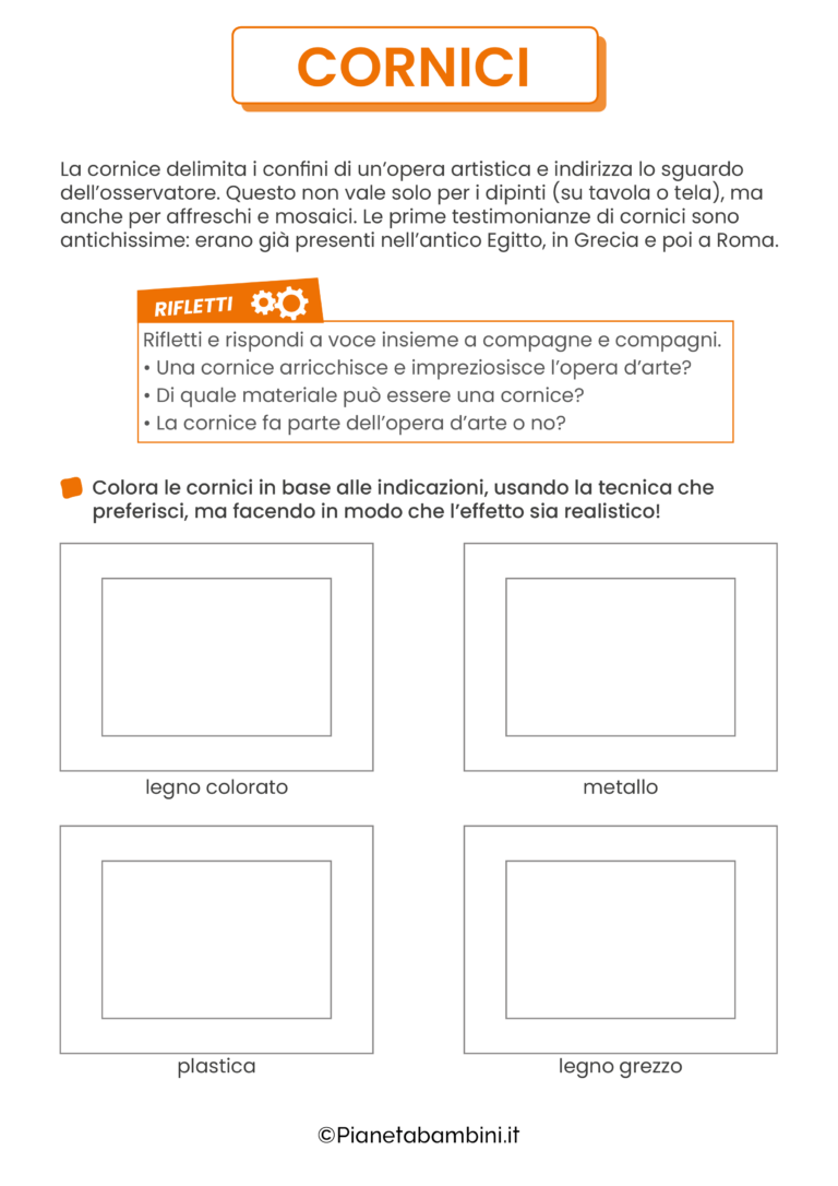 Cornici: Schede Didattiche per la Scuola Primaria | PianetaBambini.it
