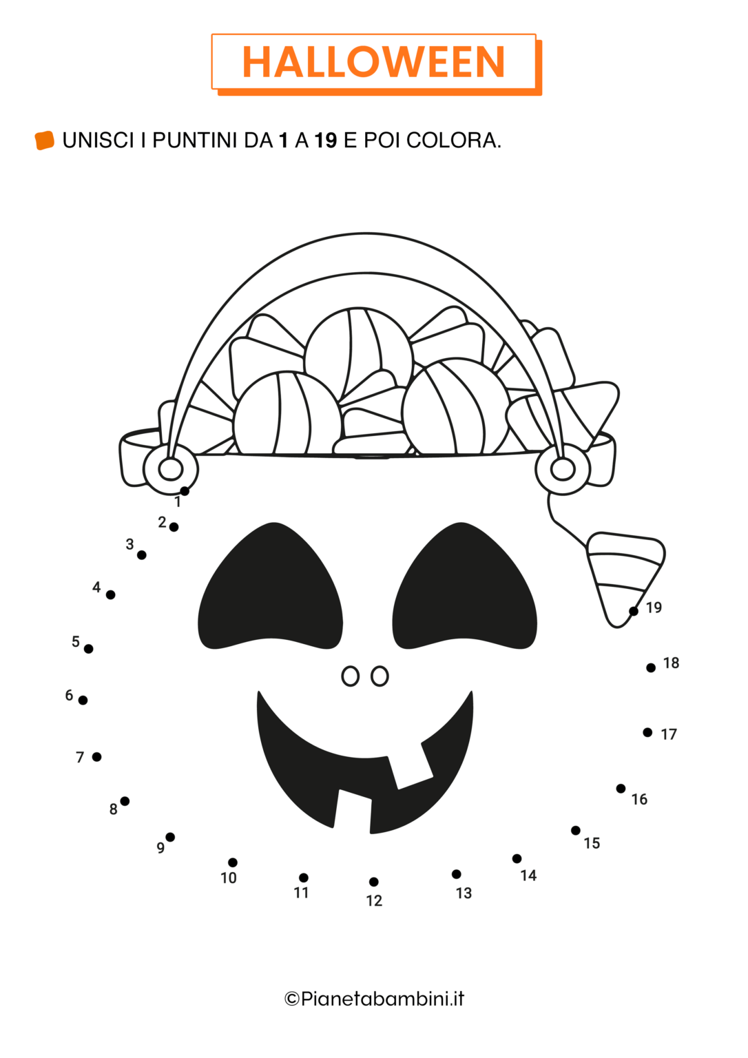 Unisci i Puntini di Halloween da Stampare per Bambini | PianetaBambini.it