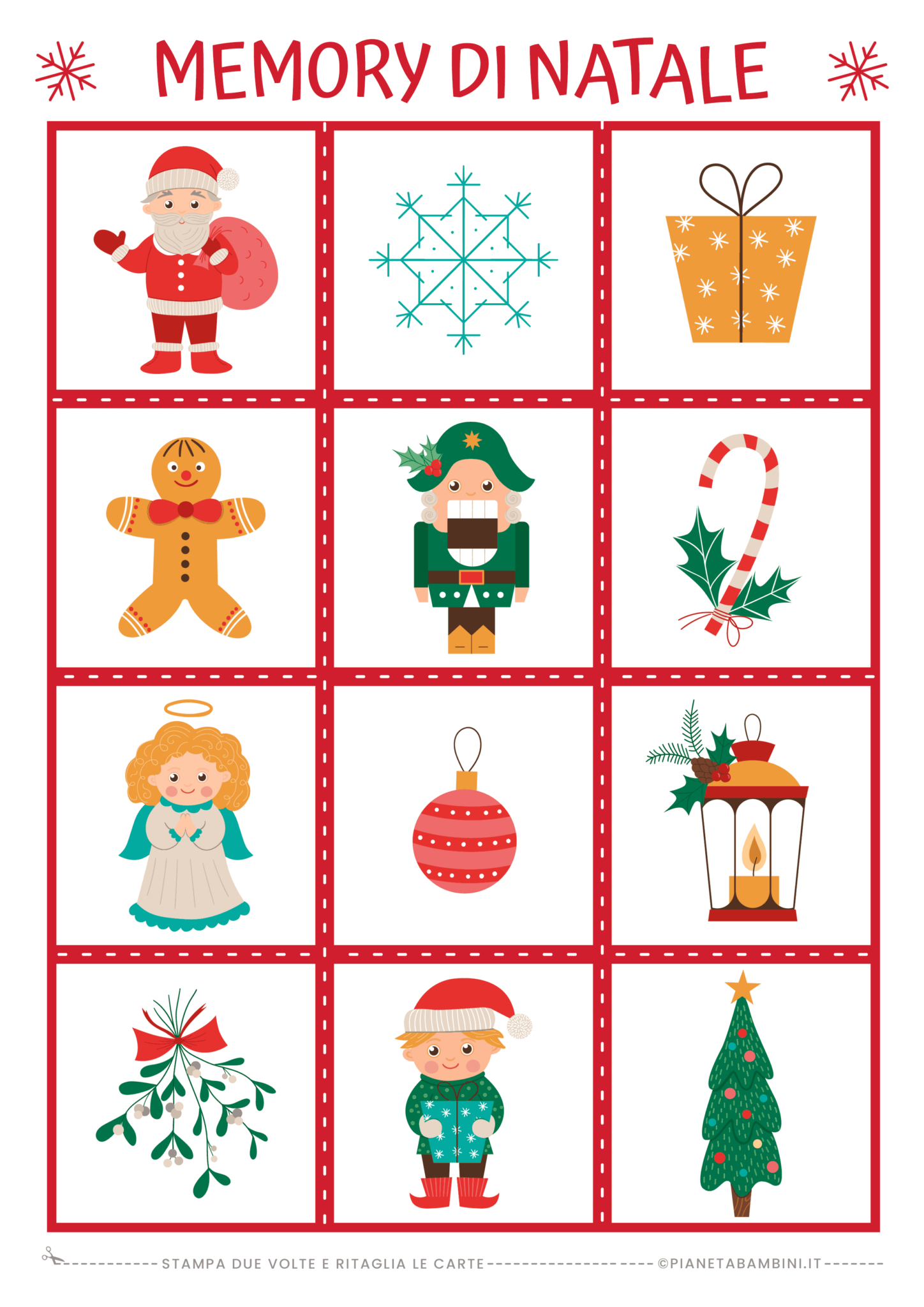 Memory di Natale da Stampare e Colorare | PianetaBambini.it