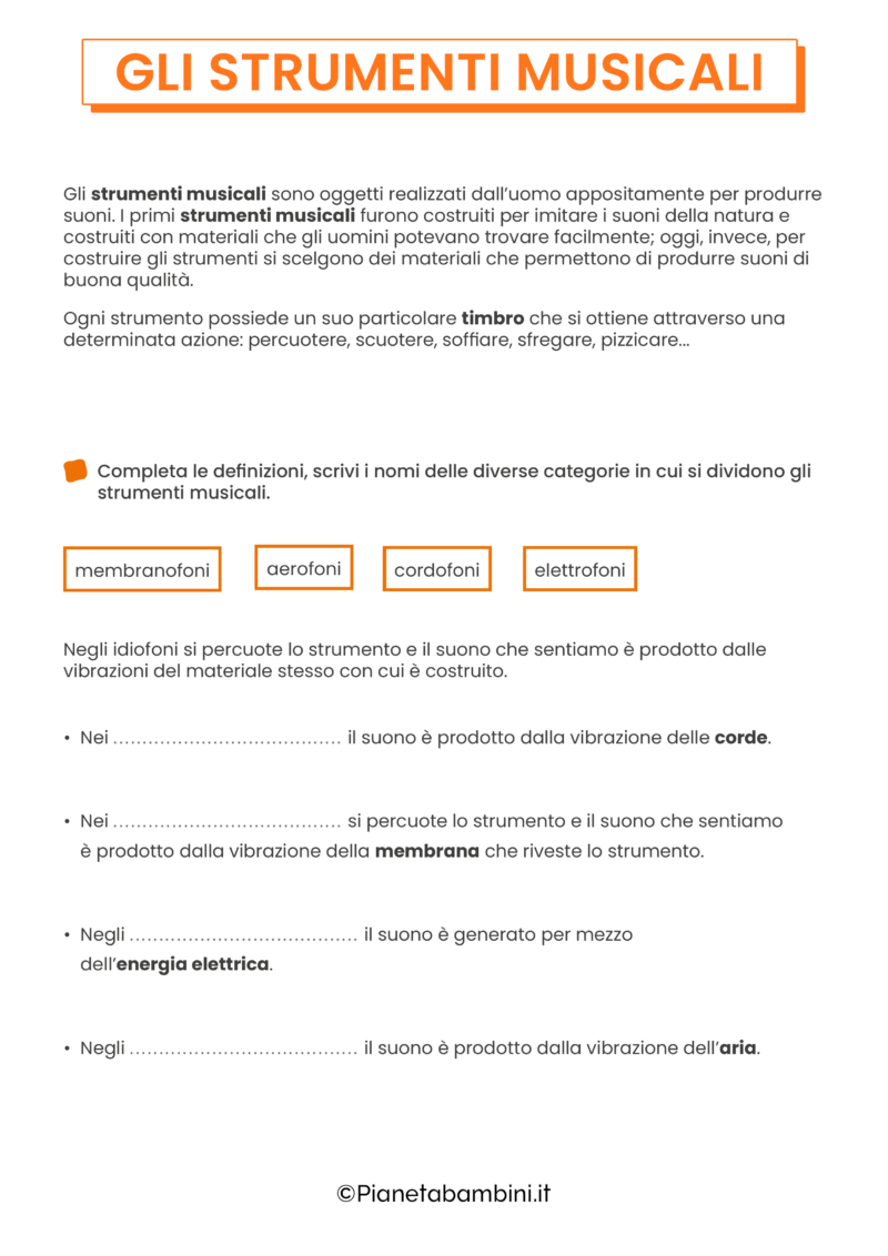 Gli Strumenti Musicali: Schede Didattiche per la Scuola Primaria ...