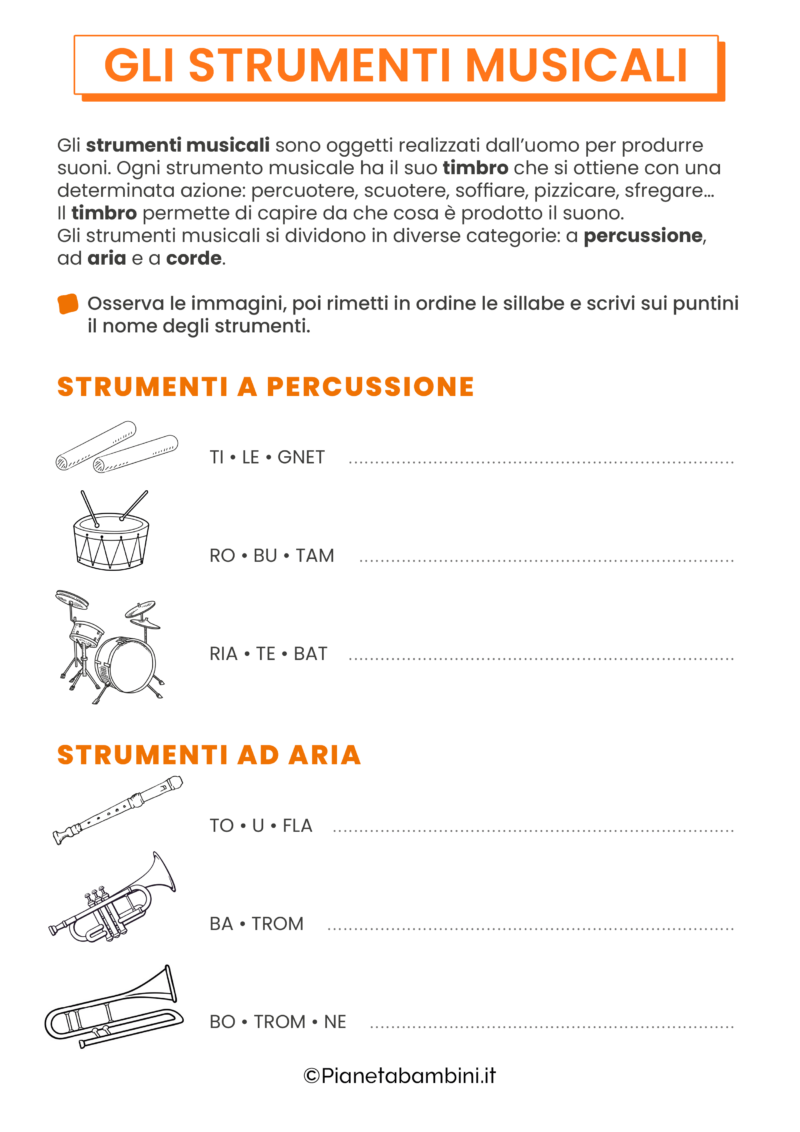 Gli Strumenti Musicali: Schede Didattiche per la Scuola Primaria ...
