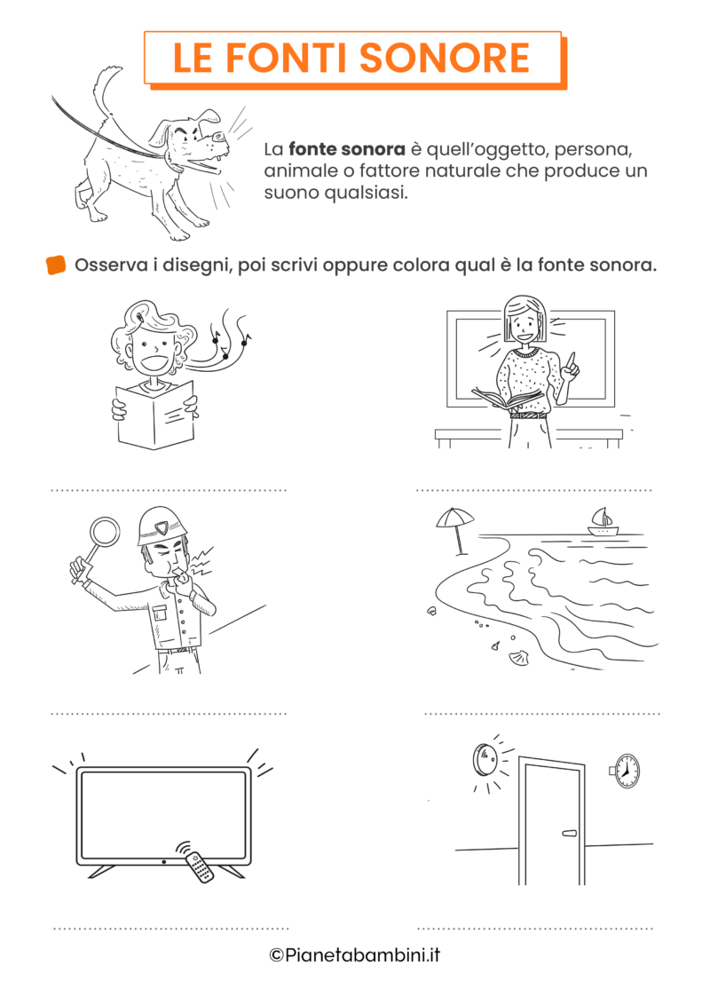Le Fonti Sonore: Schede Didattiche per Bambini | PianetaBambini.it