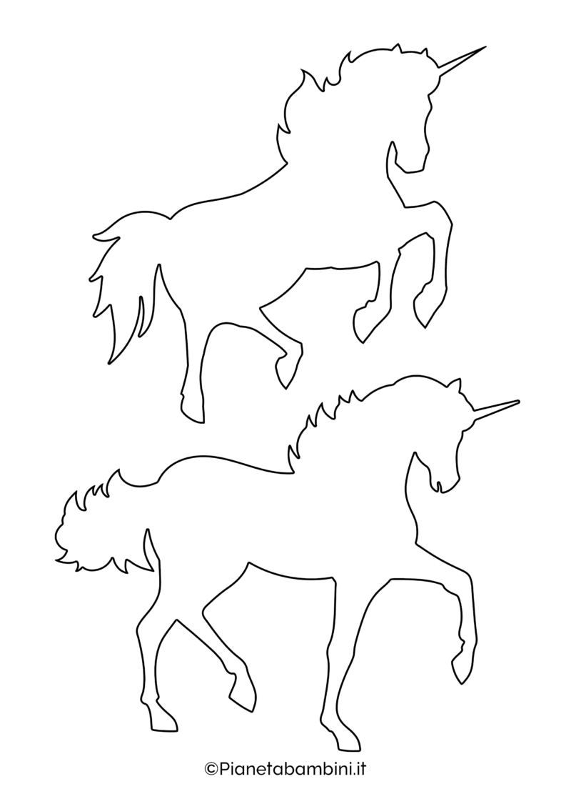 Sagome di Unicorni da Stampare e Ritagliare | PianetaBambini.it