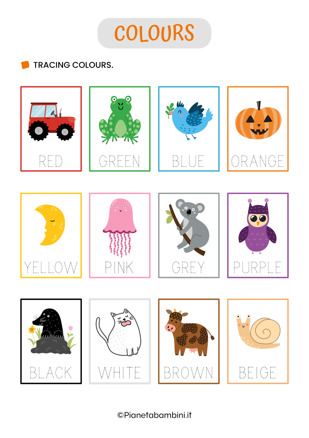 Colori in Inglese per Bambini: Schede Didattiche da Stampare ...