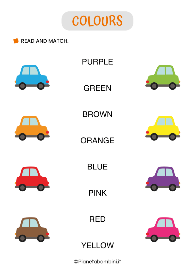 Colori in Inglese per Bambini: Schede Didattiche da Stampare ...