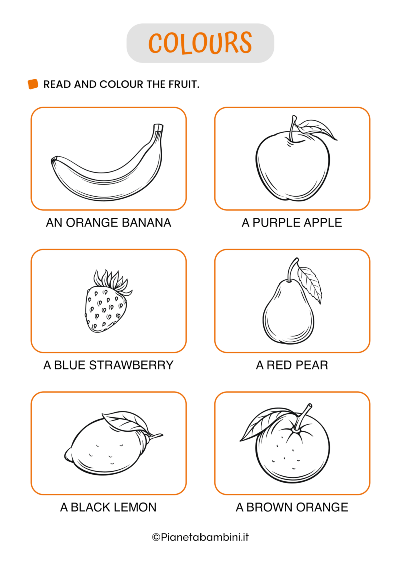 Colori in Inglese per Bambini: Schede Didattiche da Stampare ...