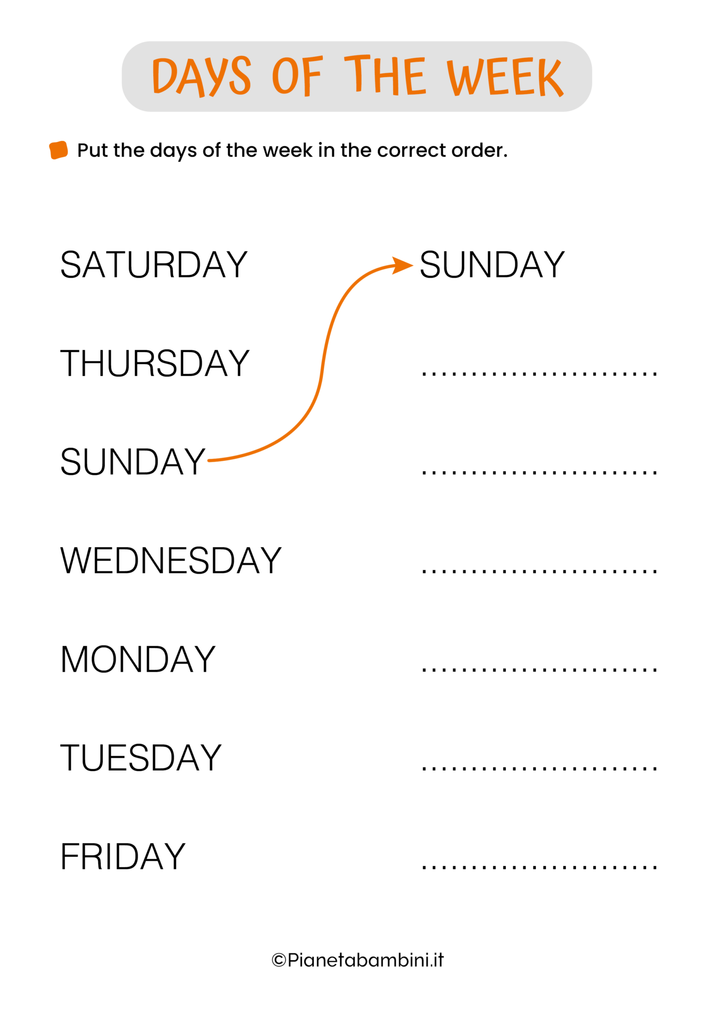 Giorni della Settimana in Inglese: Schede per la Scuola Primaria ...