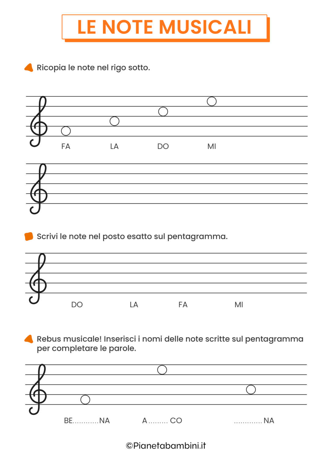 Le Note Musicali: Schede Didattiche per la Scuola Primaria | PianetaBambini.it