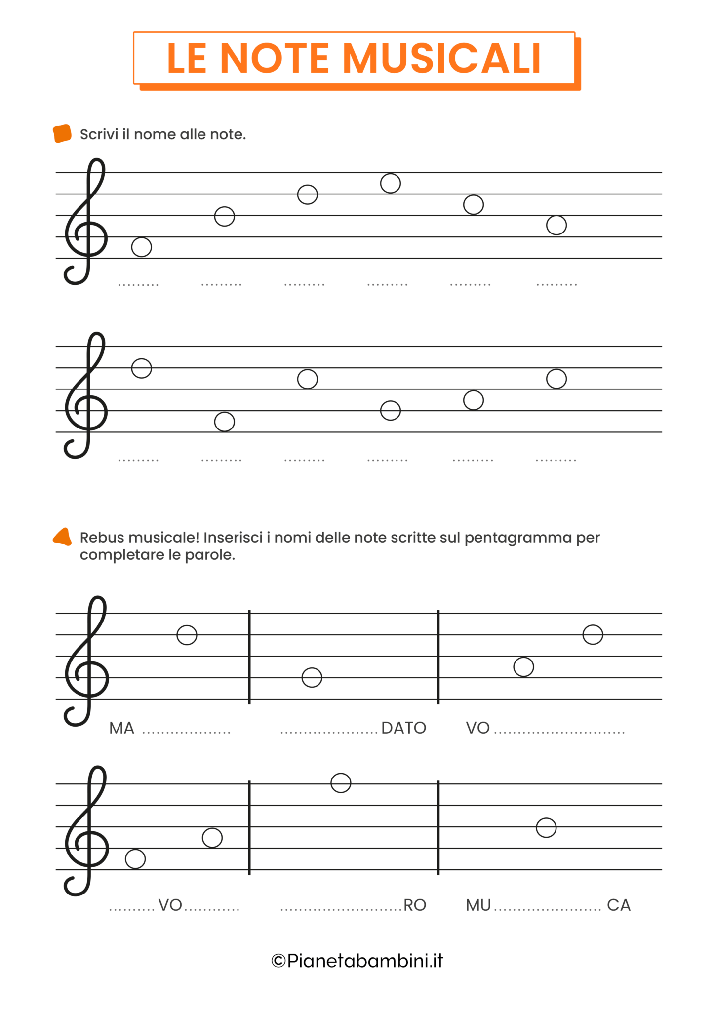 Le Note Musicali: Schede Didattiche per la Scuola Primaria ...