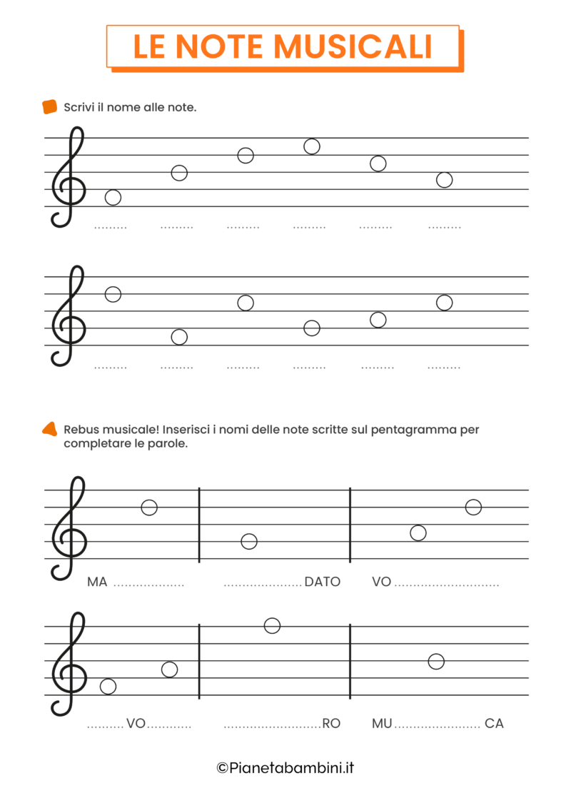 Le Note Musicali: Schede Didattiche per la Scuola Primaria ...
