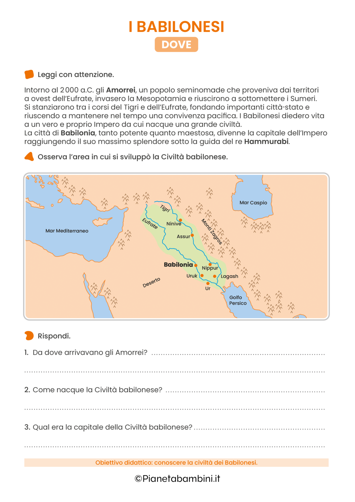 I Babilonesi: Schede Didattiche per la Scuola Primaria | PianetaBambini.it