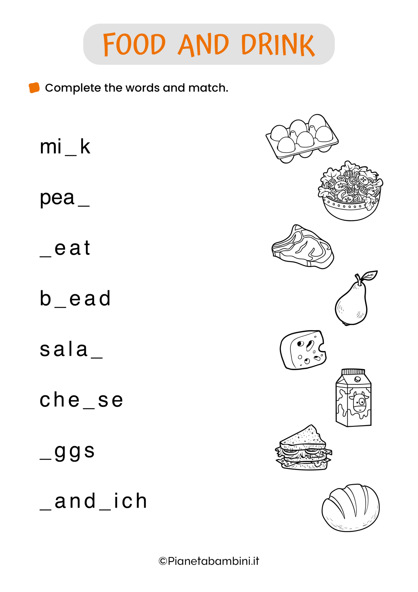 Cibi e Bevande in Inglese: Schede per la Scuola Primaria ...