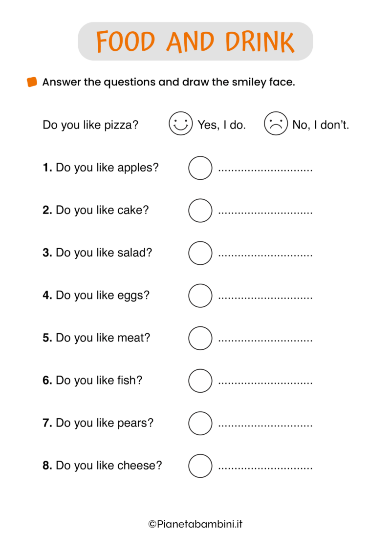 Cibi e Bevande in Inglese: Schede per la Scuola Primaria ...