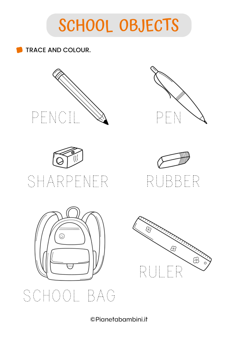 Gli Oggetti Scolastici in Inglese: Schede per la Scuola Primaria ...