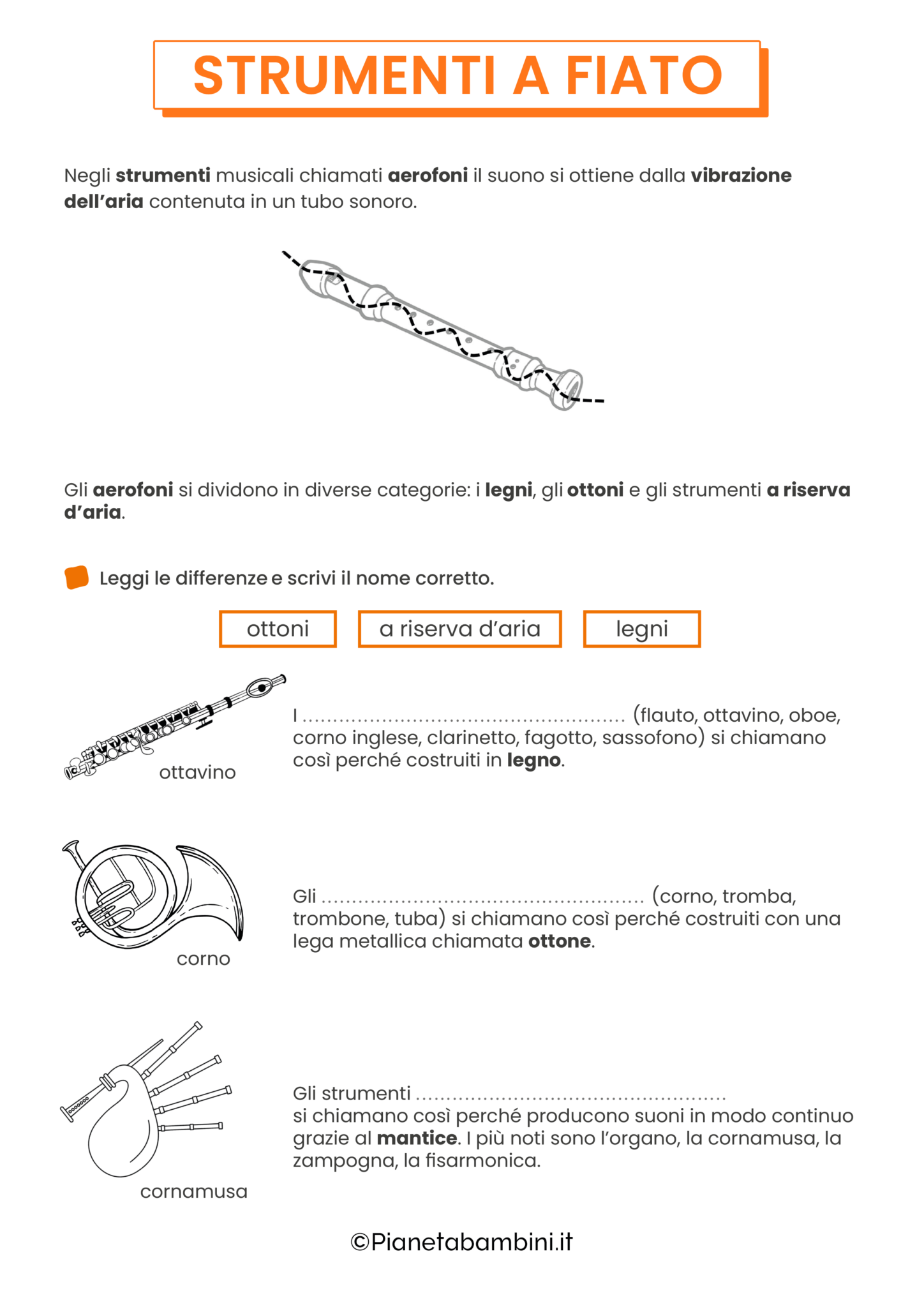 Strumenti a Fiato: Schede Didattiche per la Scuola Primaria ...